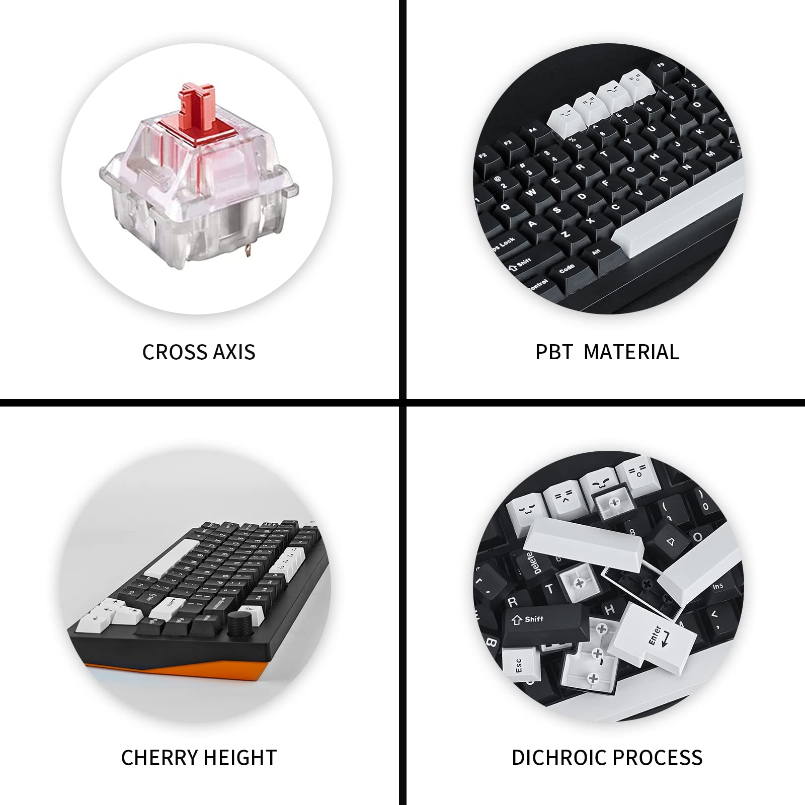 Mua JOLINTAL 173 Keys White on Black Keycap Set, PBT Cherry Profile ...