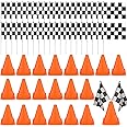 Amazon.com: Buryeah 60 Pcs Racing Car Traffic Cones Checkered Flags ...