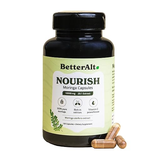 Better Alt Moringa Capsules 1800mg with 20:1 Extract,120| Rich in ...