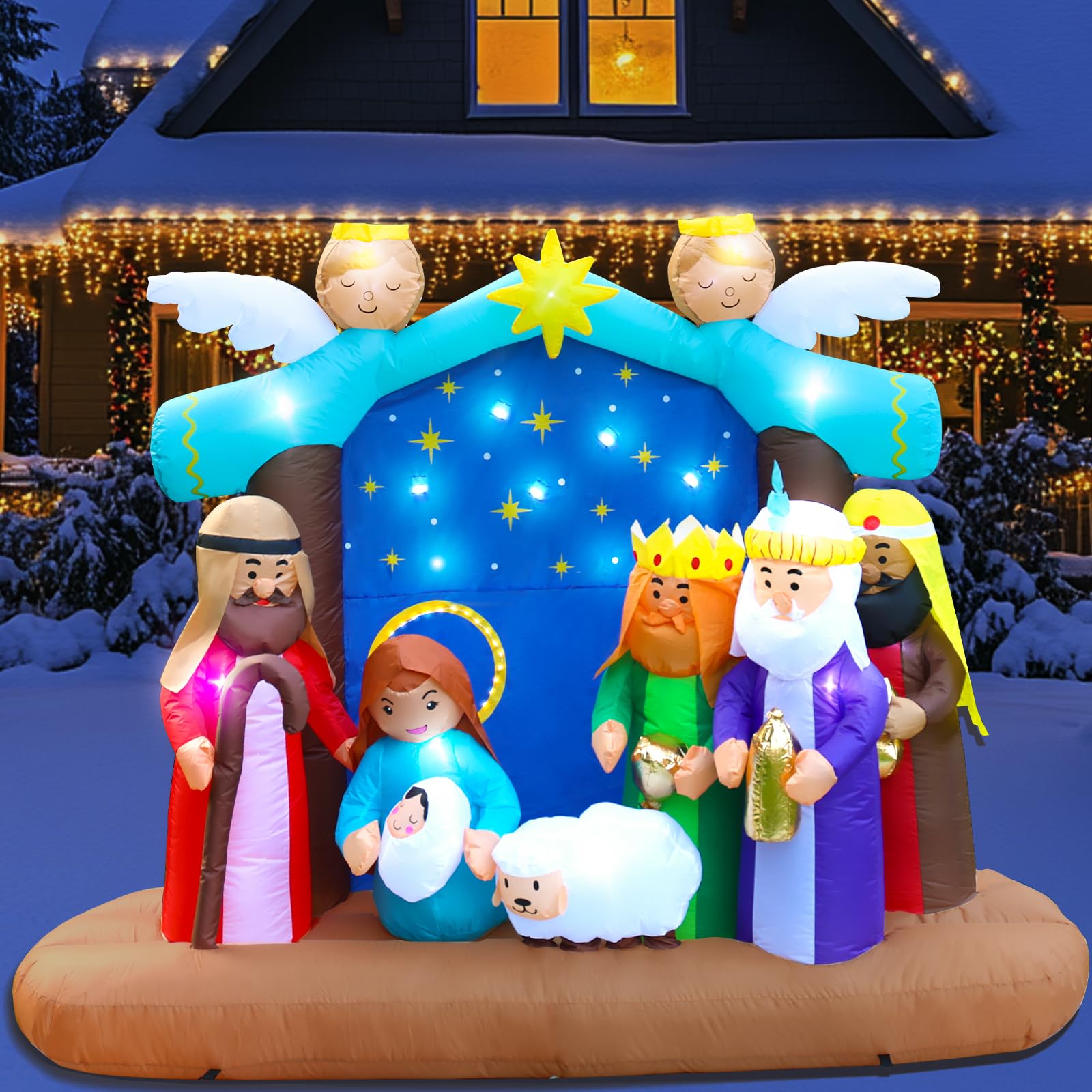 Inflatable Christmas Nativity Scene Decoration with 17 LED Lights ...