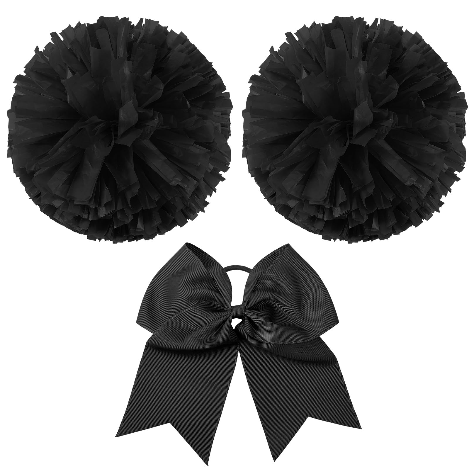 Hanaive 3 Pcs Cheerleading Pom Poms and Large Cheerleader Hair Bow ...