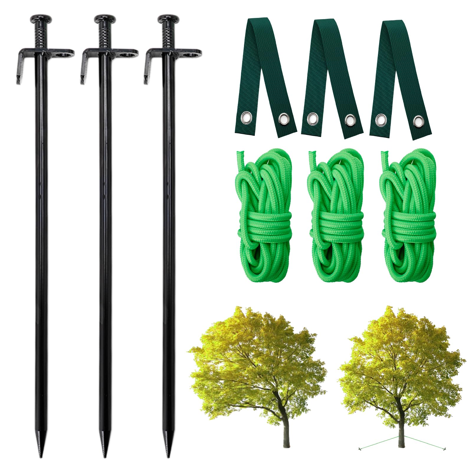 Tree Stake Kit - Heavy Duty Tree Kit for Young Trees Against Bad ...