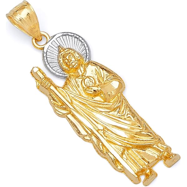 St Jude Pendant 14K Solid Yellow Gold San Judas Tadeo St Jude Symbol ...