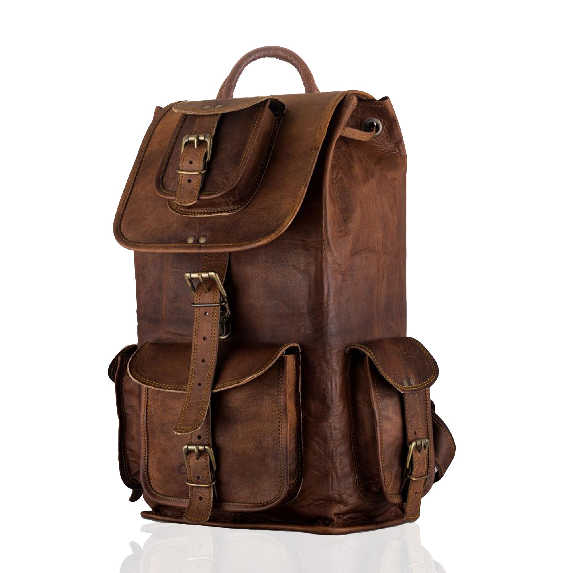 PLW Genuine Leather Backpack for Men and Women | Handmade Vintage Brown ...