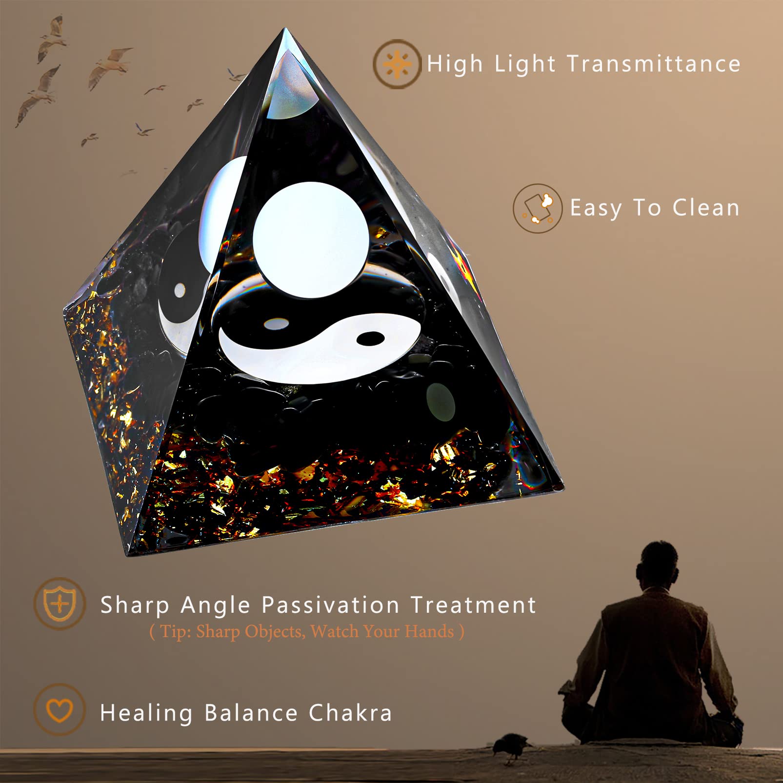 Mua FENGSHUI-CAISHEN Yin Yang Healing Crystal Orgonite Pyramid - Tai ...
