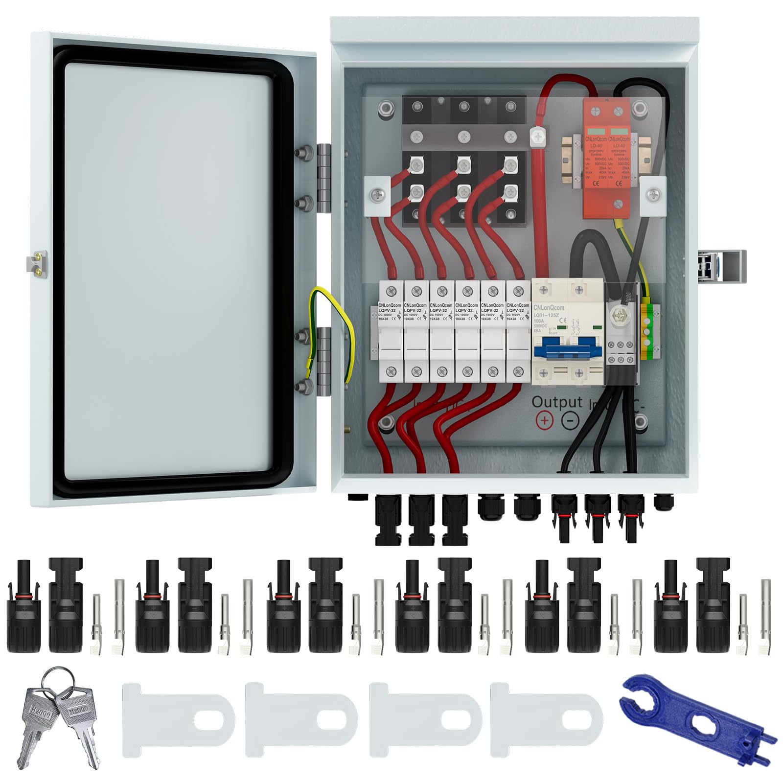 CNLonQcom 6 Strings Metal Solar PV Combiner Box DC500V 100A Circuit ...