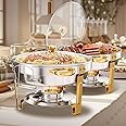 Amazon.com: WARMOUNTS Gold Chafing Dishes for Buffet, 5QT 2 Pack Round ...