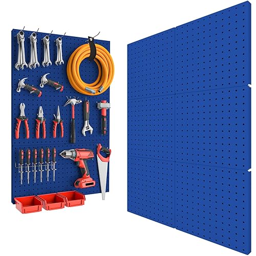 Peg Board, 6PCS Metal Pegboard, Heavy Duty Pegboard Wall Organizer with ...