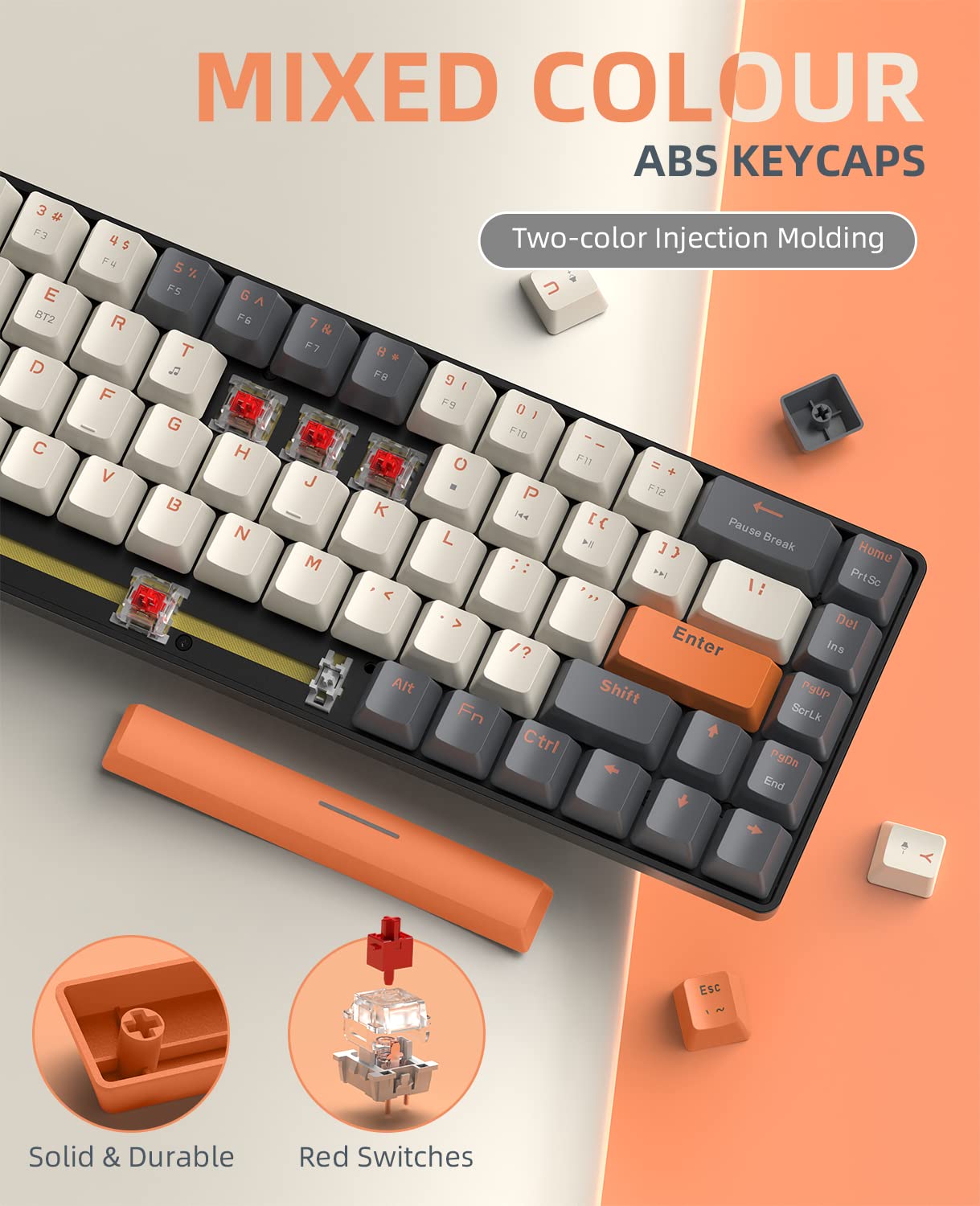 Mua ZIYOU LANG RK68 60% Wireless Mechanical Keyboard, Bluetooth 5.0/2 ...