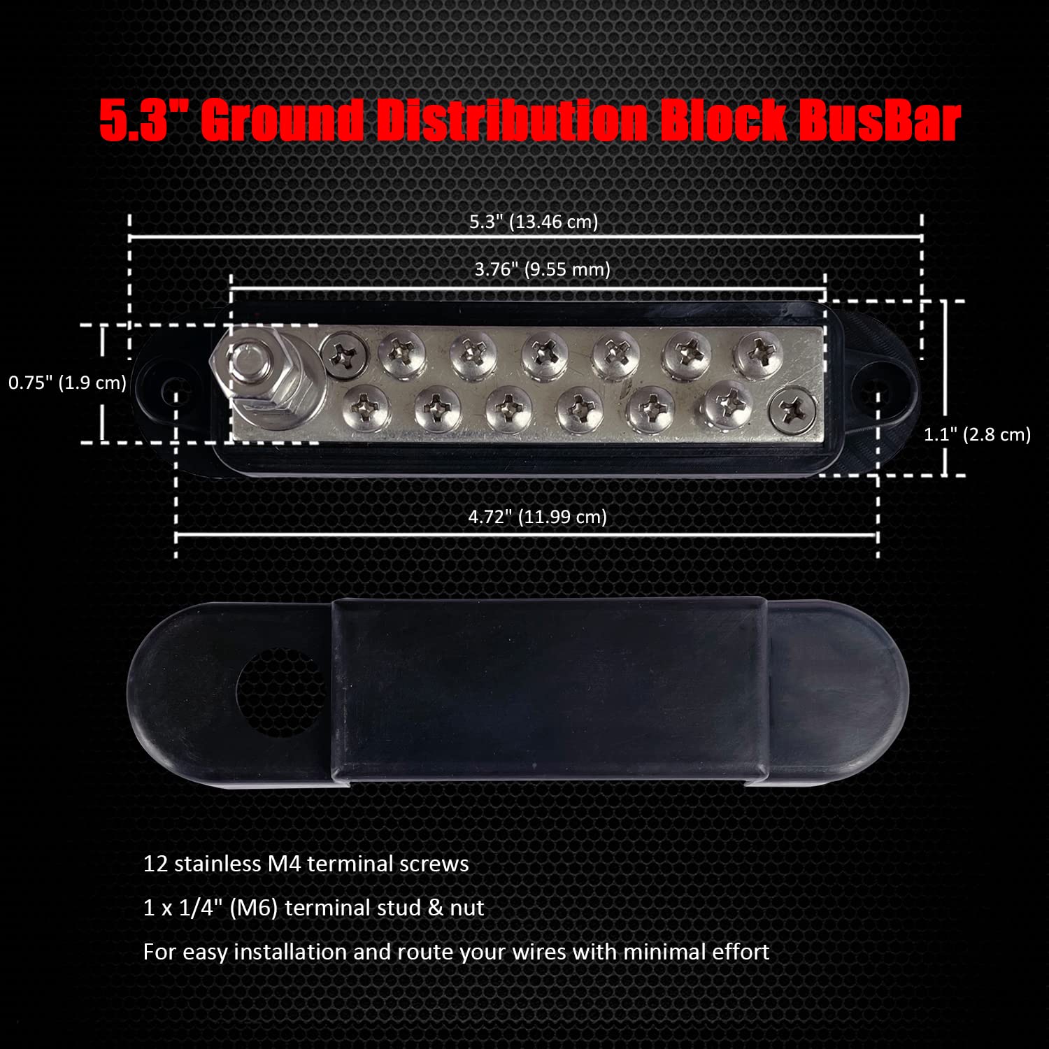 Mua 12 Terminals Bus Bar, Ampper 5.3" Nickle Plated Brass Ground ...