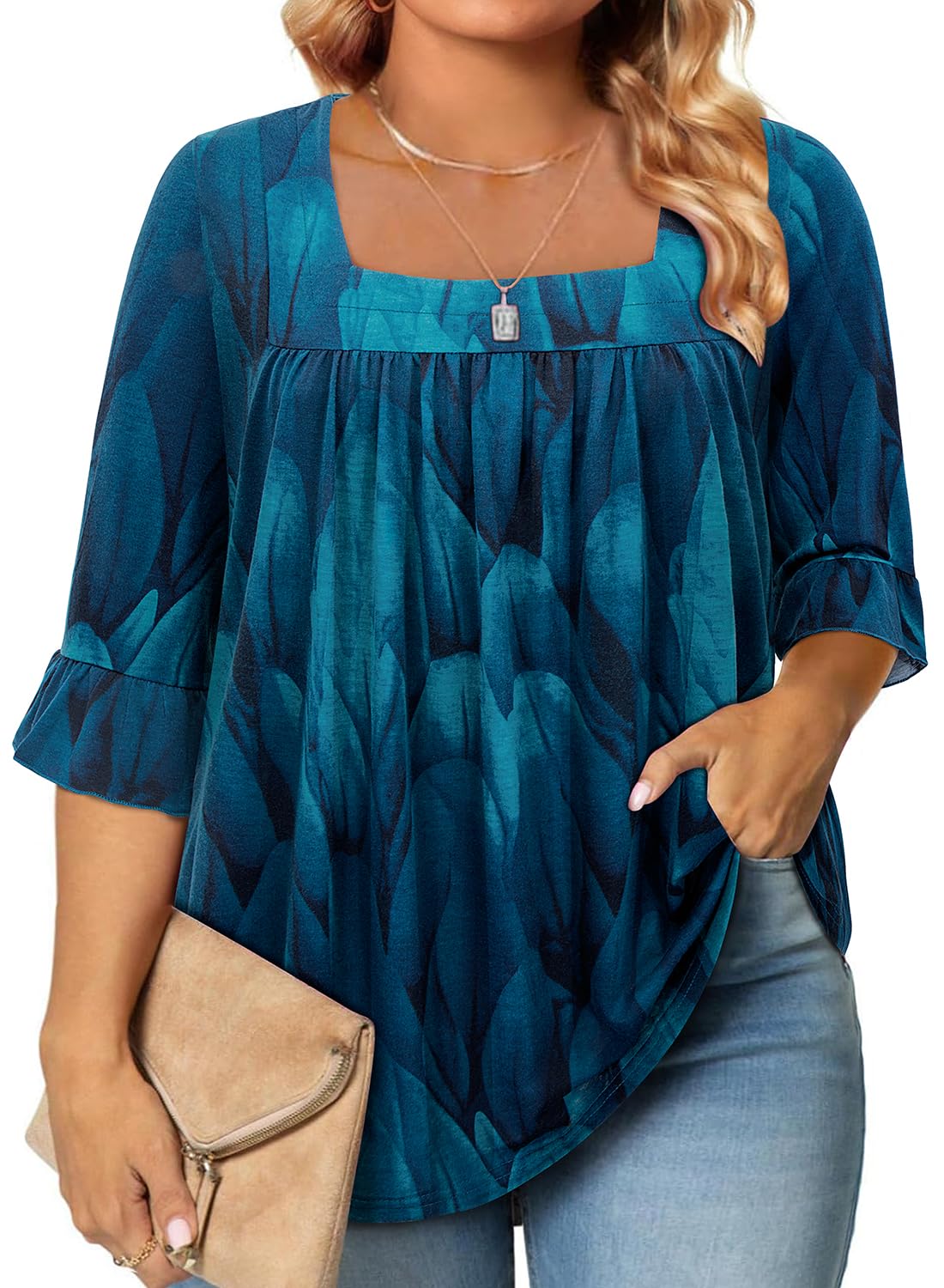 Siddhe Plus Size Work Blouses for Women, Tunic Tops for Women Loose Fit ...