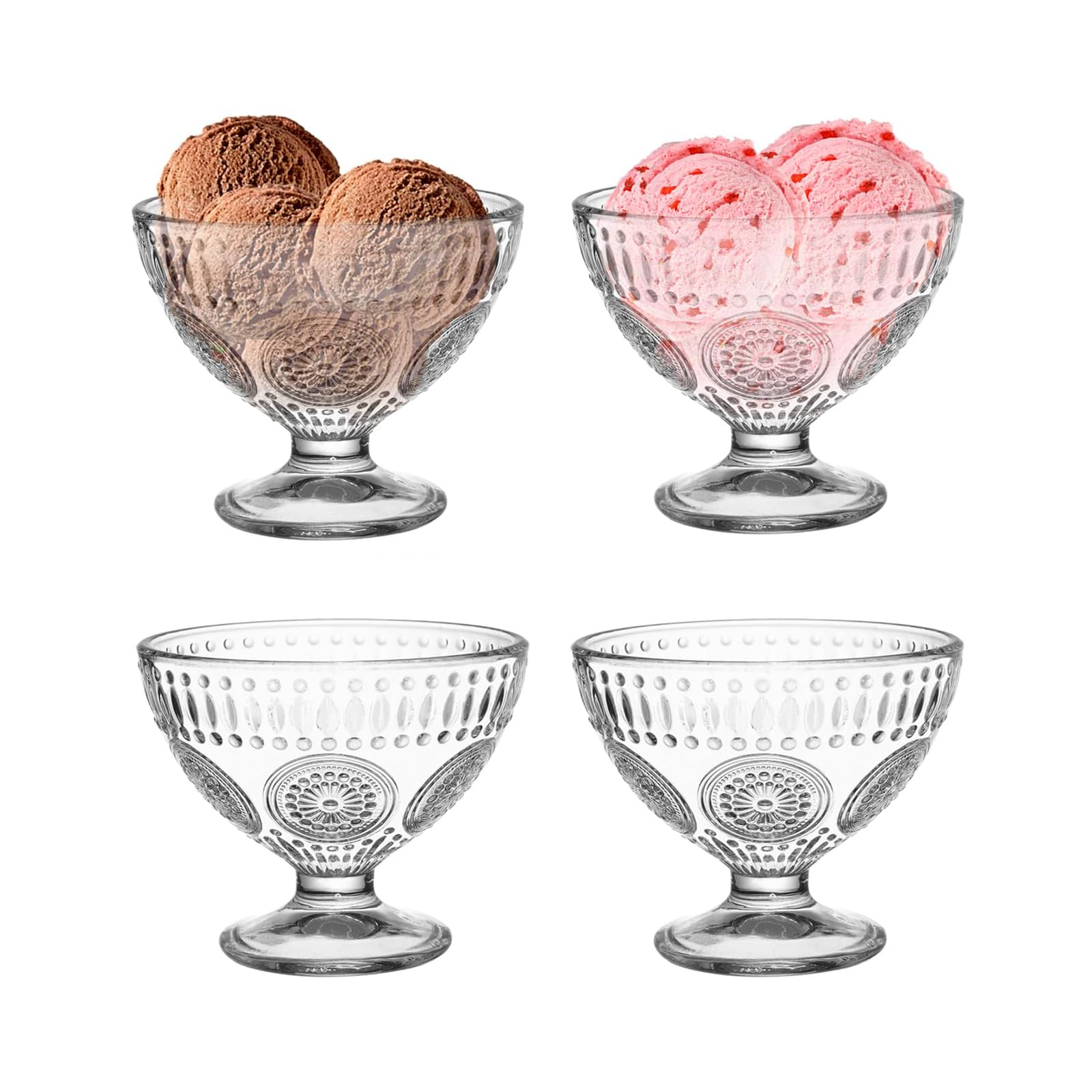 DNIENKGE Glass Ice Cream Bowl Set, Sundaes Ice Cream Cups?Breakfast ...