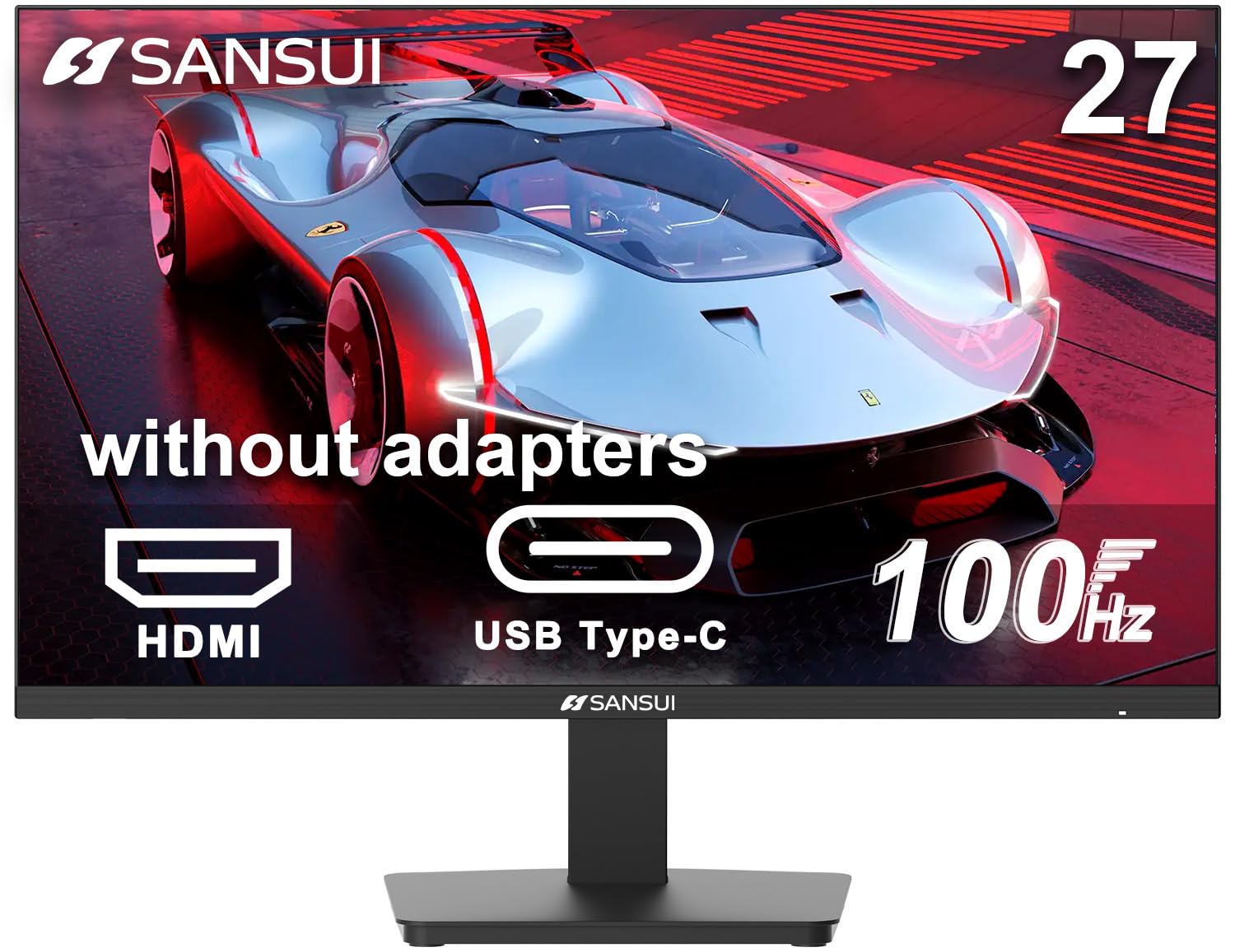 SANSUI Monitor 27 Inch 100Hz USB Type-C Computer Monitor, FHD ...