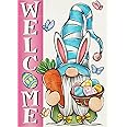 Amazon.com : Covido Welcome Easter Bunny Gnome Decorative Garden Flag ...