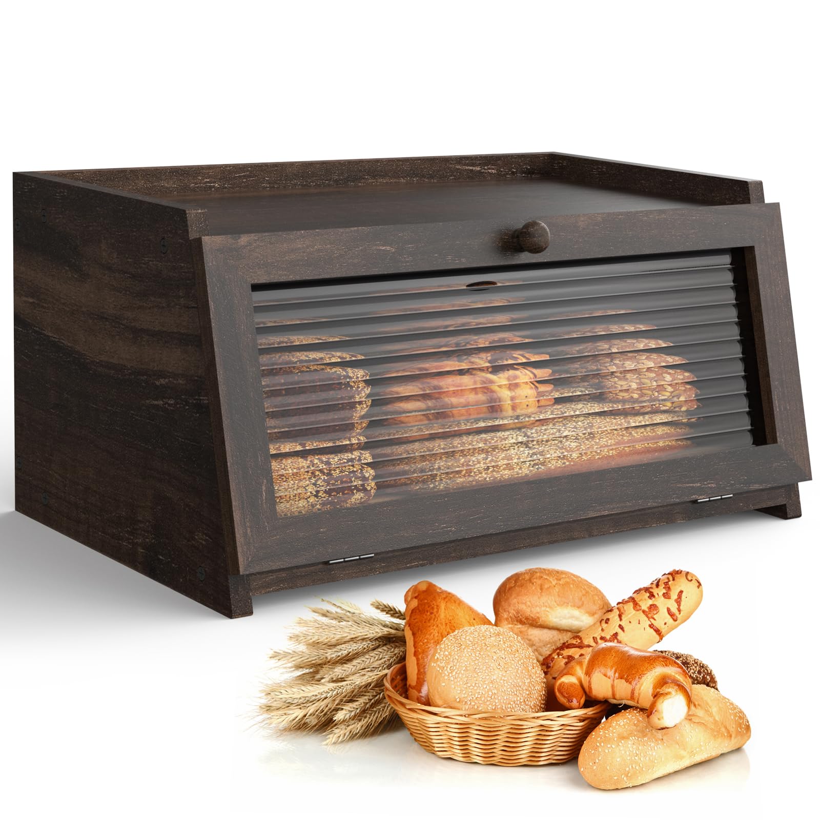 LOHASOK Bread Box for Kitchen Countertop Large Farmhouse Bread ...