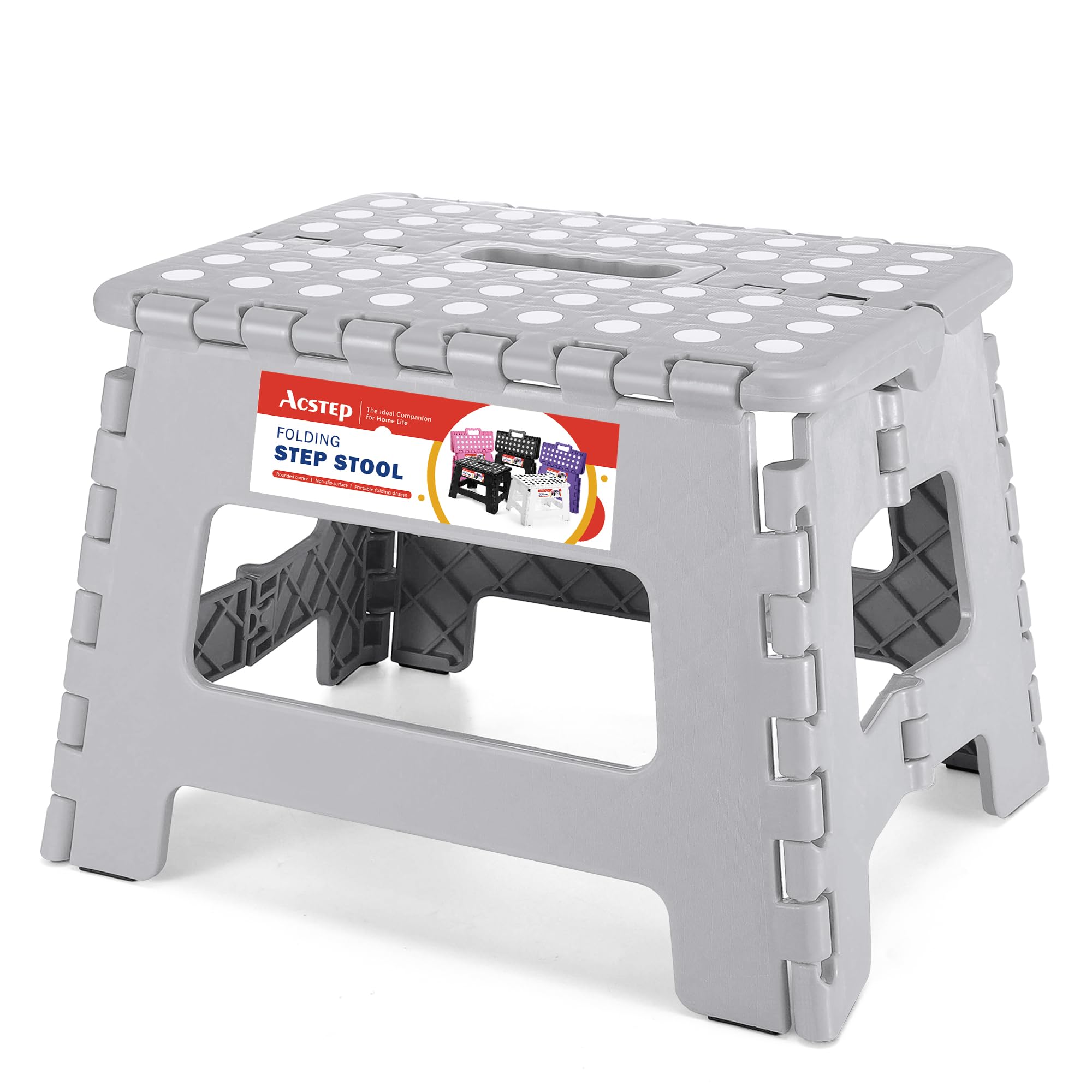ACSTEP Folding Step Stool 16 Inch Stool Heavy Duty Plastic Foldable ...
