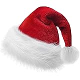 Amazon.com: BSVI Christmas Hat, Santa Hat Holiday for Adults Unisex Velvet Comfort Extra Thicken ...