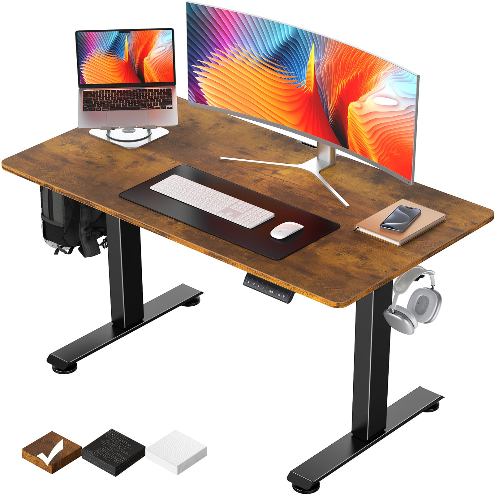Veken 48 x 24 Inch Electric Standing Desk, Height Adjustable Sit Stand ...