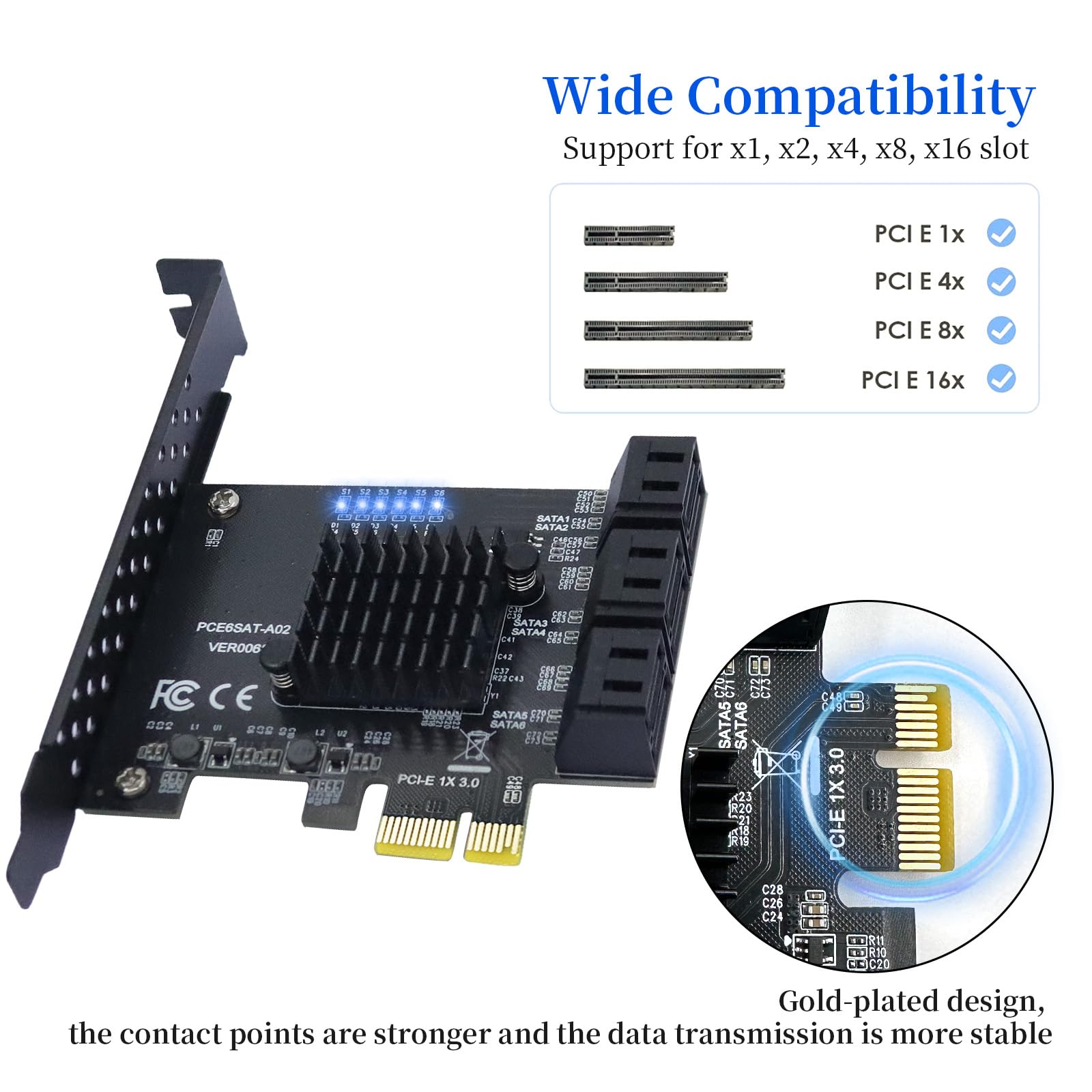 Mua PCIe x1 SATA Card 6 Port, PCIE 3.0 SATA Expansion Card Controller ...