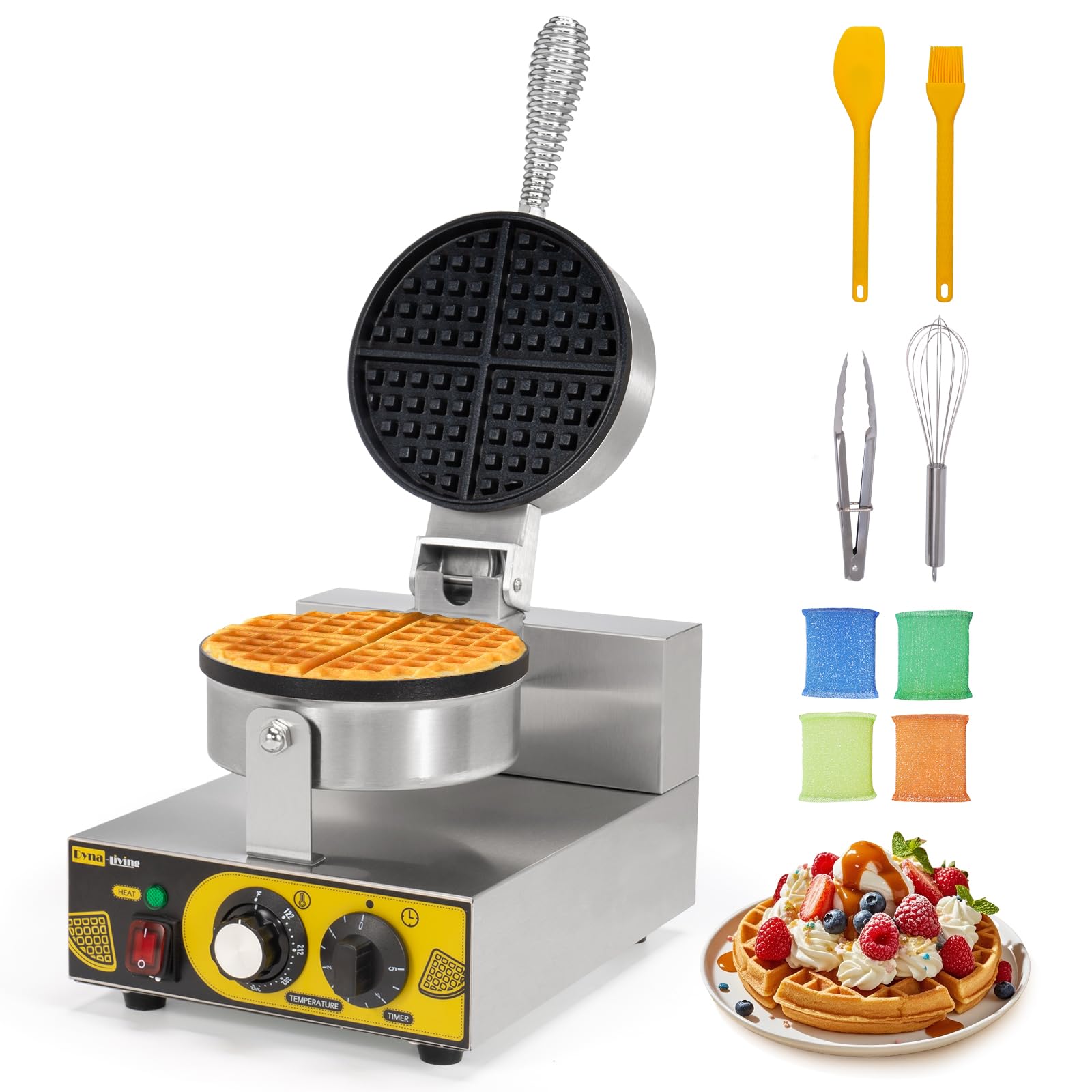 Dyna-Living Commercial Waffle Maker Restaurant, 1200W Professional ...