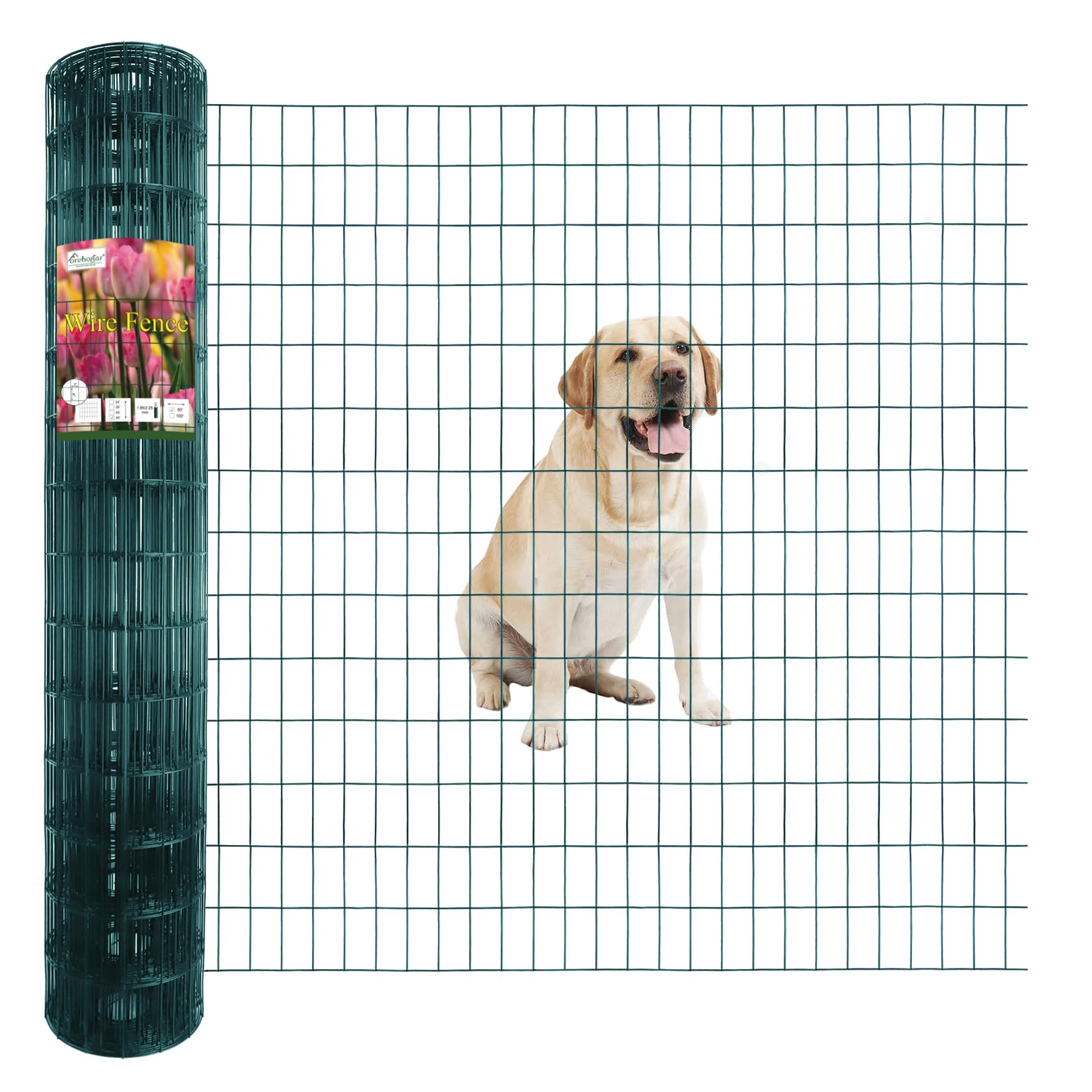 Green PVC Coated Welded Wire Fence 56 Inch x 50 Foot, 2 Inch x 4 Inch ...