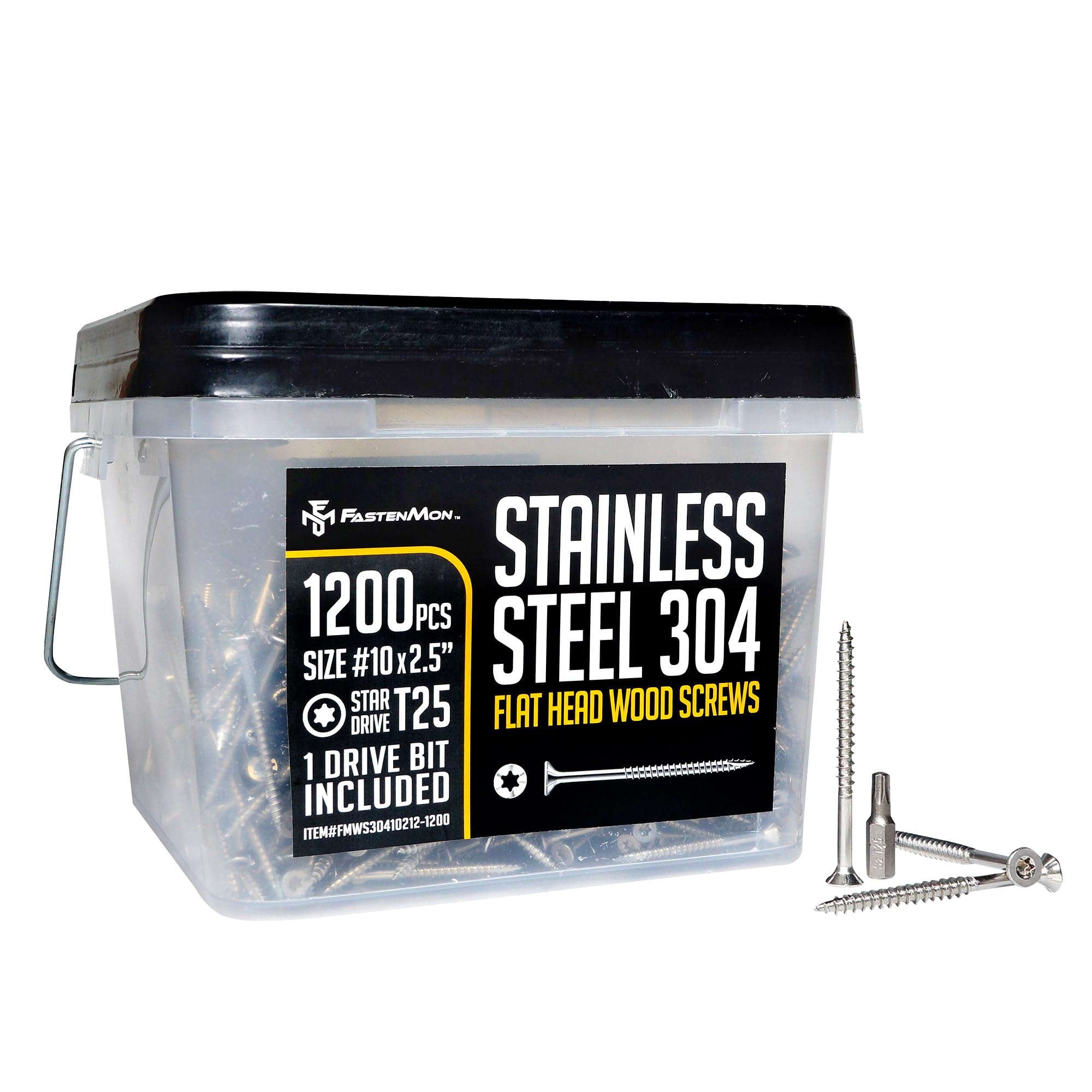 FM FastenMon #10 x 2-1/2" (1200 PCS) Stainless Steel Deck Screws - 304 ...