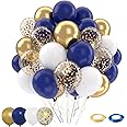 Amazon.com: Patimate Navy Blue Gold Balloons Set, 50 pcs 12 inch Metallic Gold Navy Blue White ...