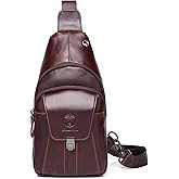Amazon.com: LANNSYNE Genuine Leather Sling Bag For Men, Vintage ...