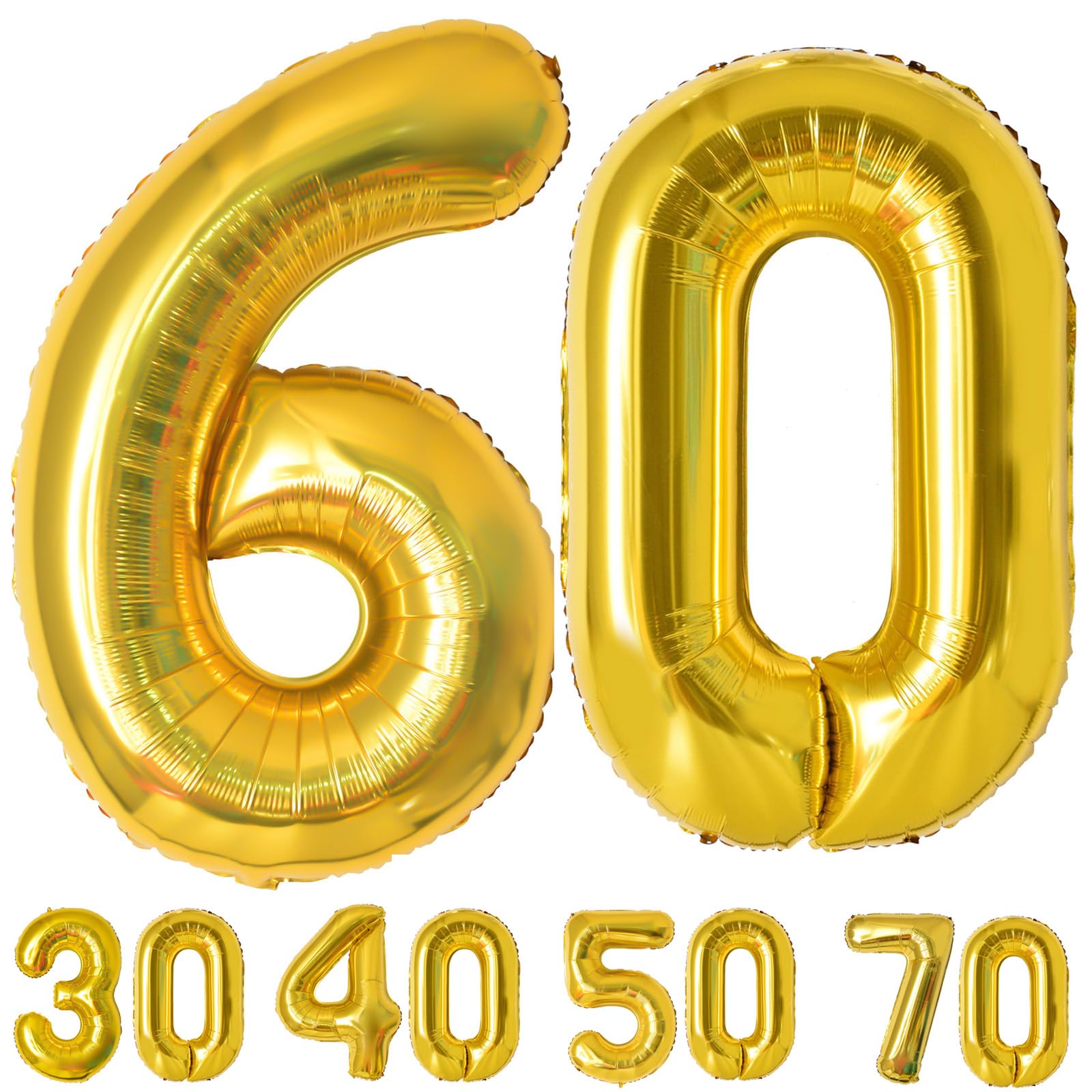 AxiyanX 60 Balloon Numbers,40 inch Large Gold Balloons, Gold Foil ...