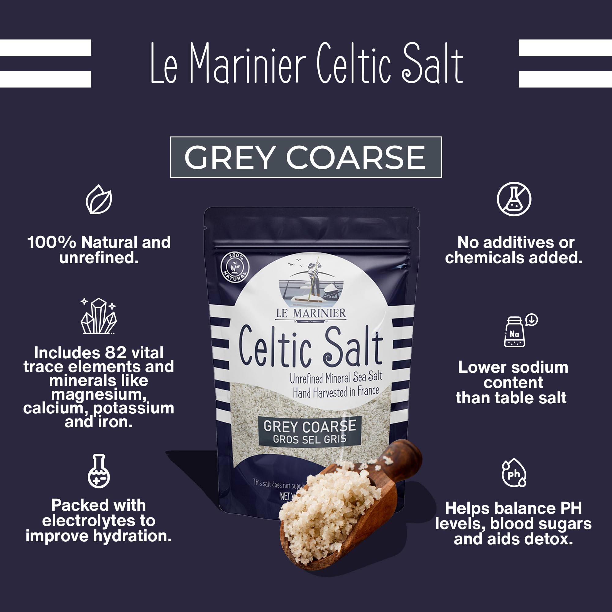 Mua Grey Coarse Sea Salt, 0.6lb - 8.81oz. Unrefined French Sea Salt 100 ...