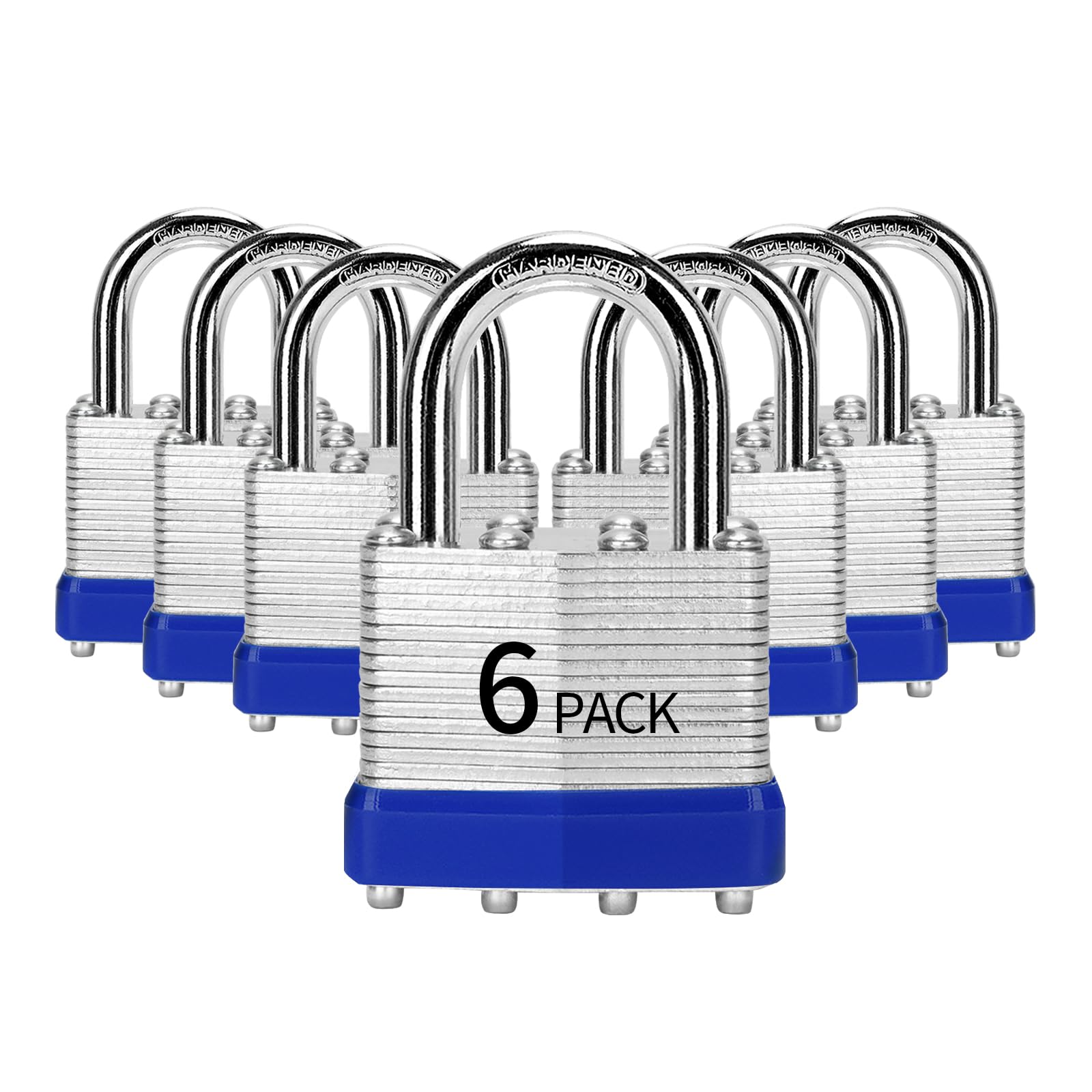 HZSY Padlocks Keyed Alike, Pack of 6, Laminated Steel Keyed Lock (1-9/ ...