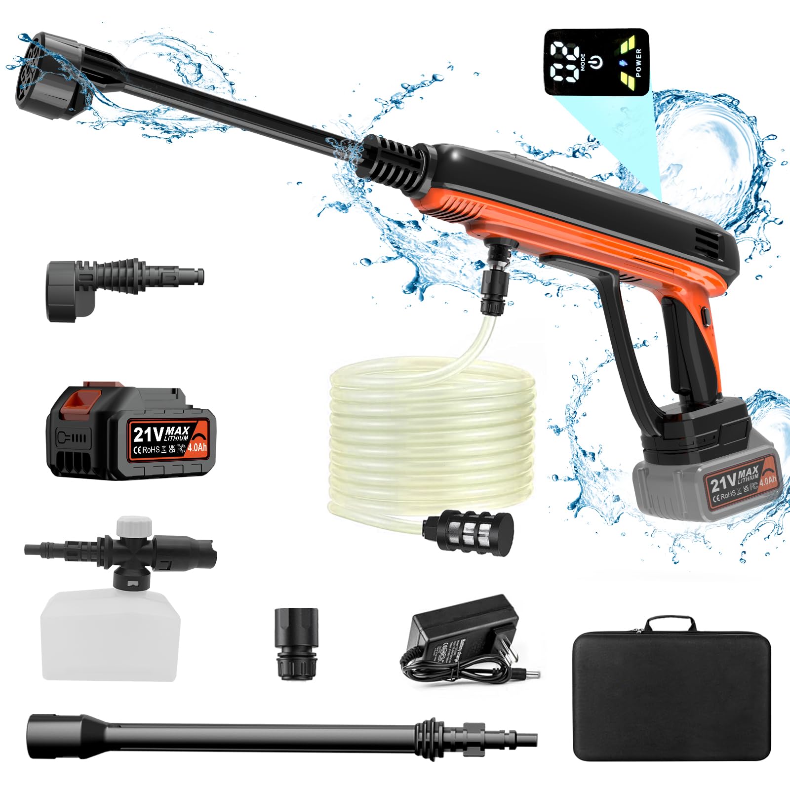 Cordless Pressure Washer, 21 V Max 980PSI Battery Pressure Cleaner with ...