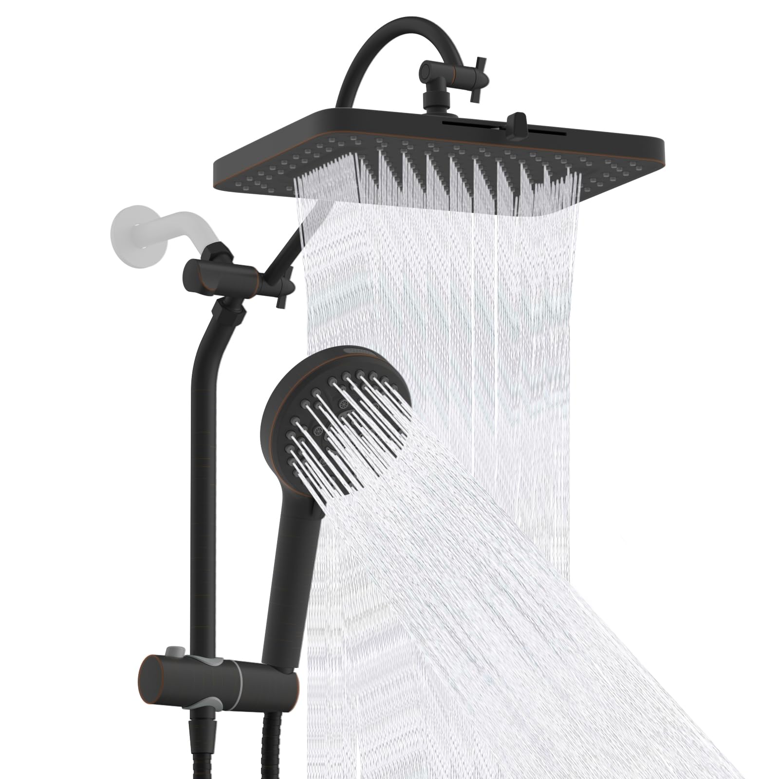 Hibbent Upgraded 13'' Shower Head Combo, High Pressure 5 Spray Rainfall ...