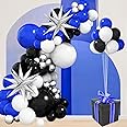 Amazon.com: Navy Dark Royal Blue Black White Balloon Garland Kit with Metallic Silver Latex ...