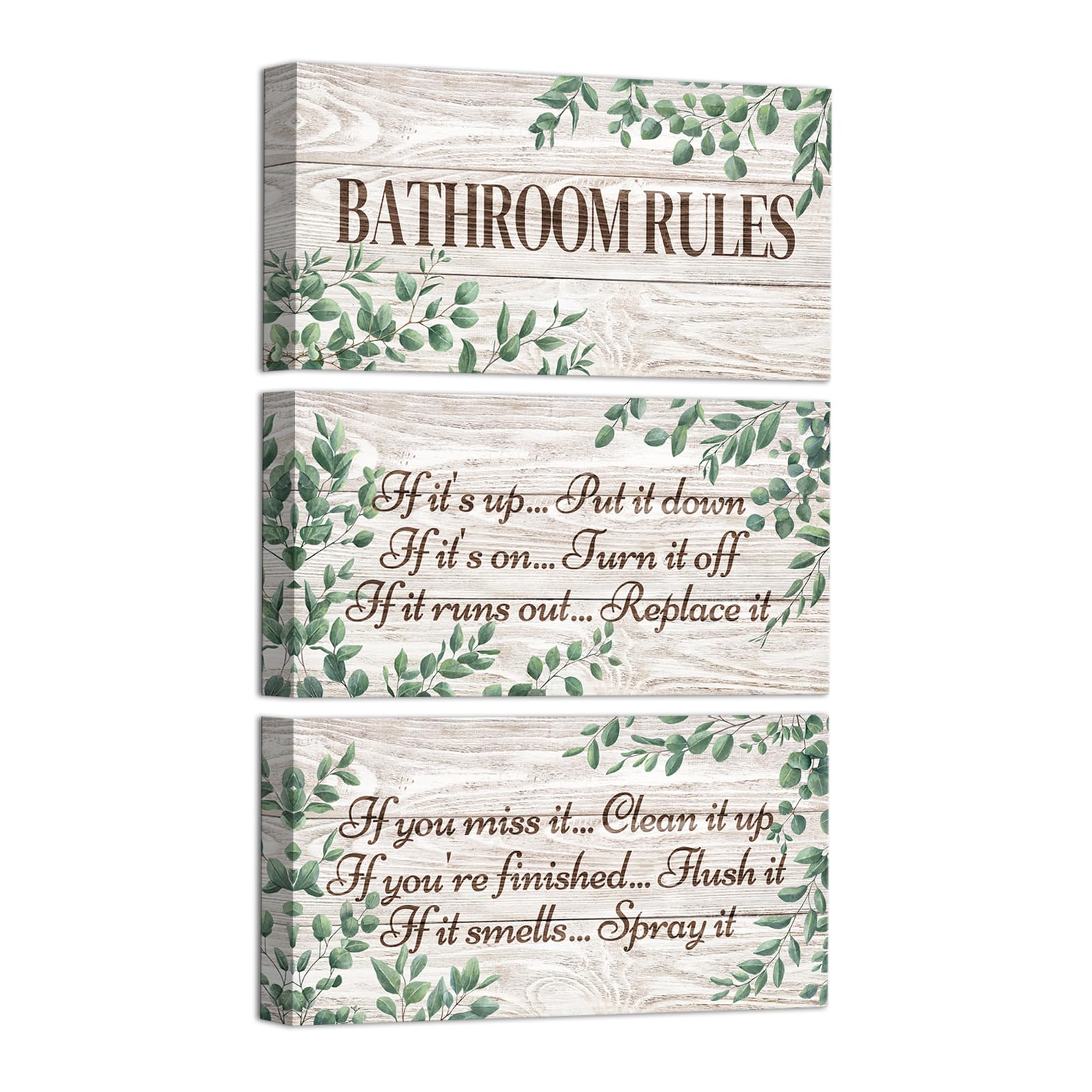 Visual Art Decor Bathroom Rules Decor Sign Rustic Farmhouse Style Word ...