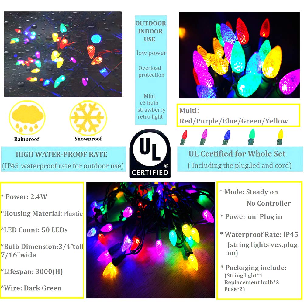 Colored Outdoor Christmas Lights Multicolor Led Holiday String Lights ...