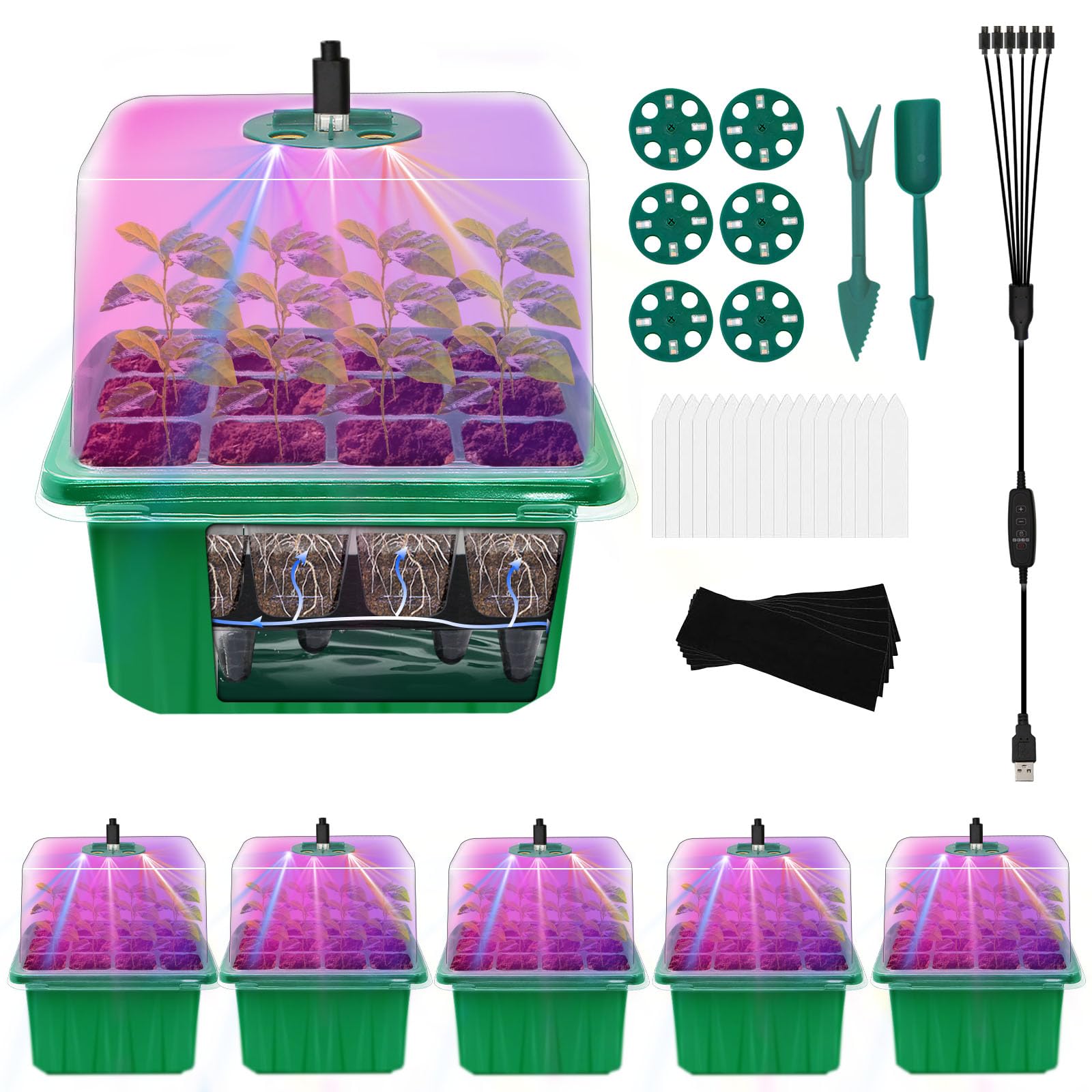 Mua Self Watering Seed Starter kit with Grow Light, 6 Pack /72 Cells ...