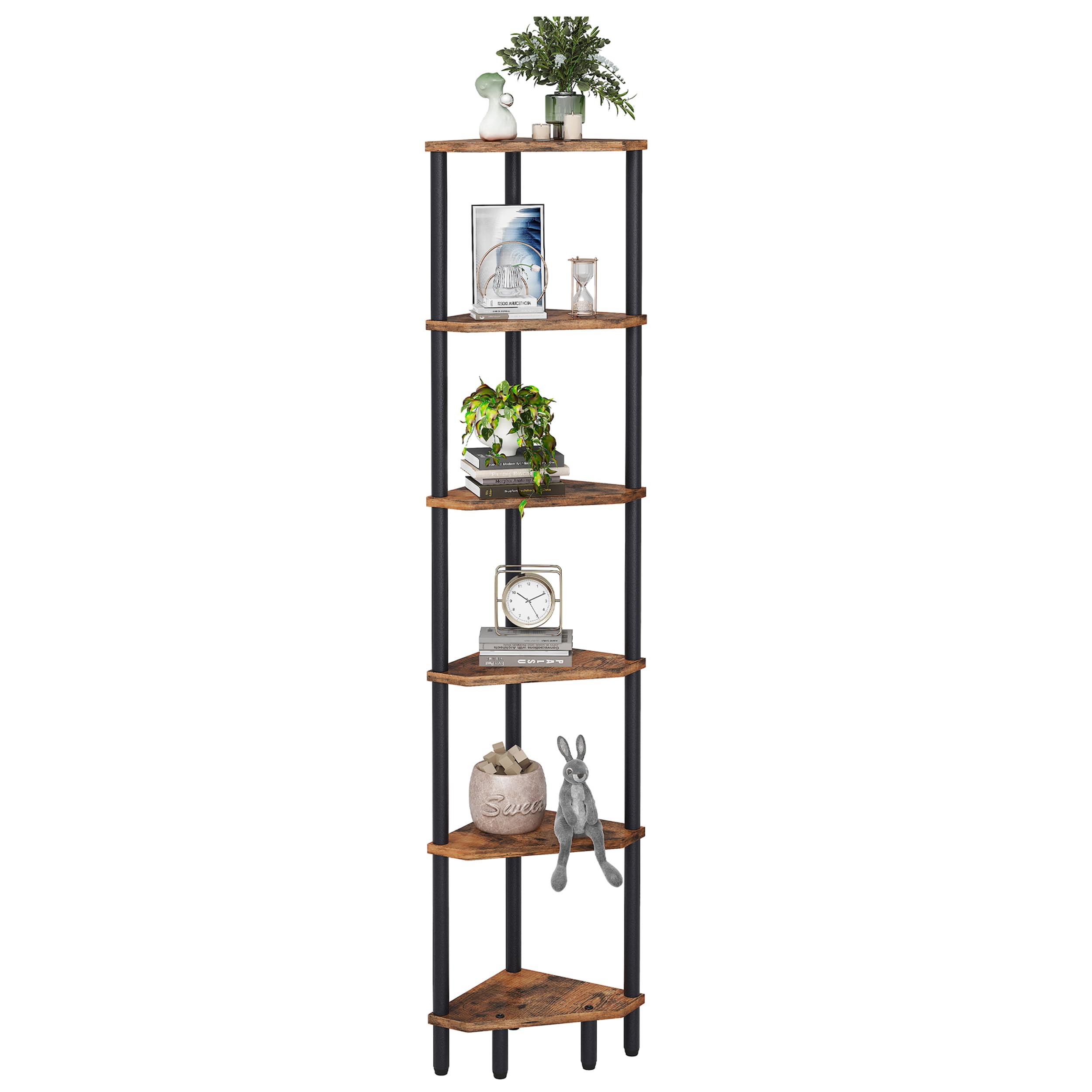 IRCPEN 6 Tier Corner Shelf, 66.5'' Tall Standing Shelf, Narrow Display ...