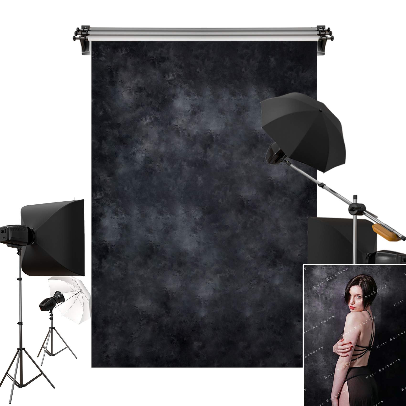 Kate 10x15ft/3m(W) x4.5m(H) Large Black Backdrop Dark Texture ...