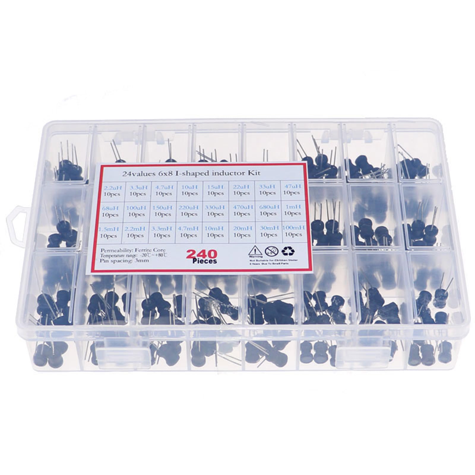 Mua 240 Pcs 24 Values Inductor 2.2uH-100mH DIP Radial Power Choke ...