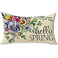 Amazon.com: Fahrendom Hello Spring Lumbar Decorative Rectangle Pillow ...