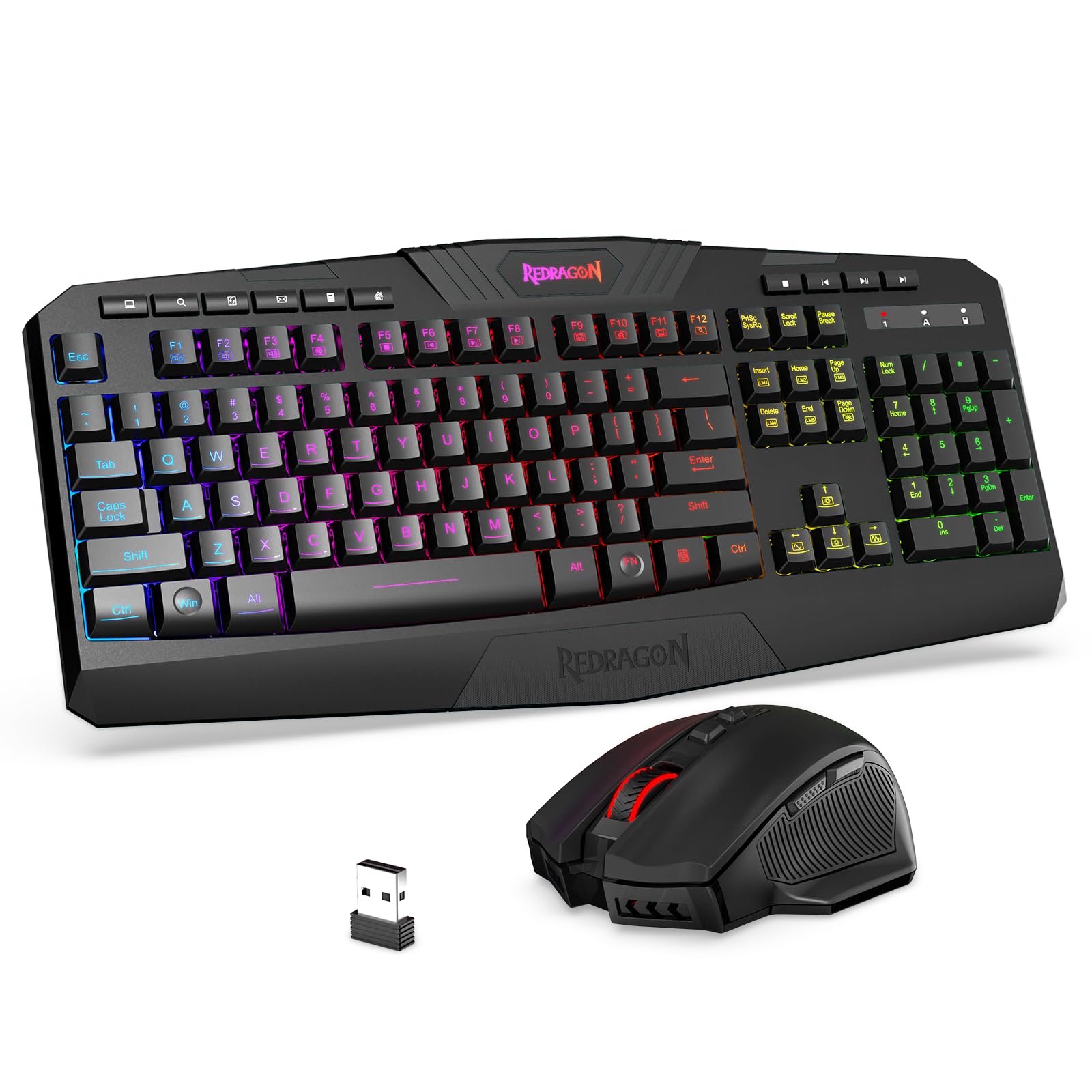 Redragon Gaming Keyboard and Mouse Wireless, RGB Gaming Keyboard and ...