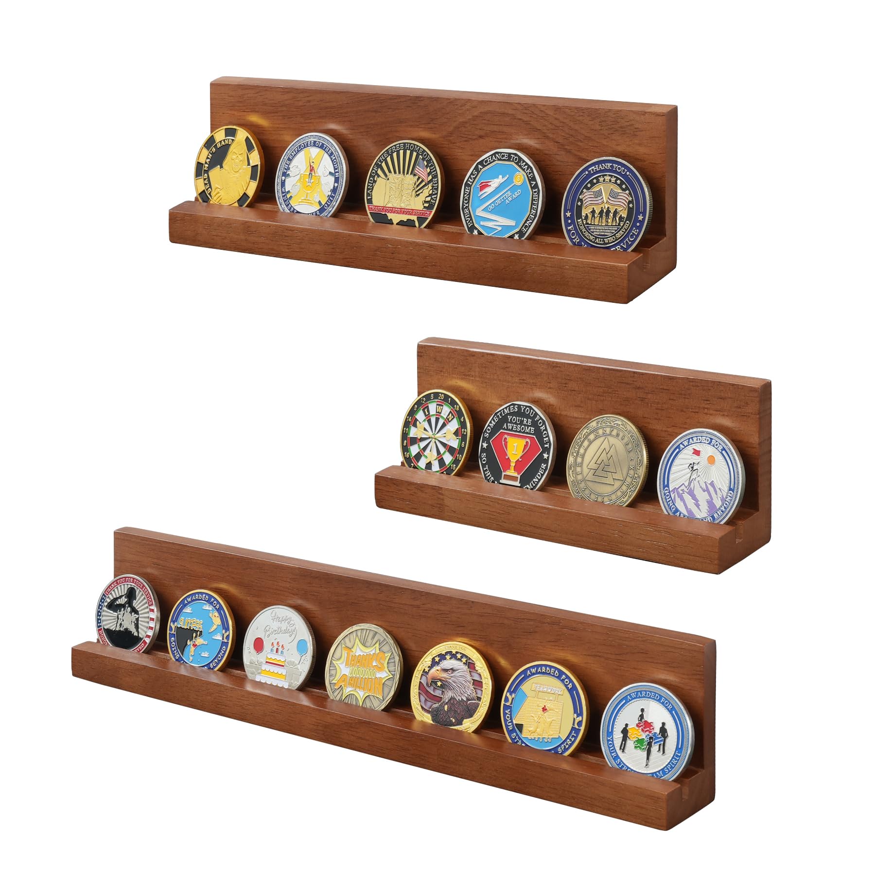 TJWZXX Challenge Coin Holder Wall Mount, Solid Wood Military Coin Rack ...