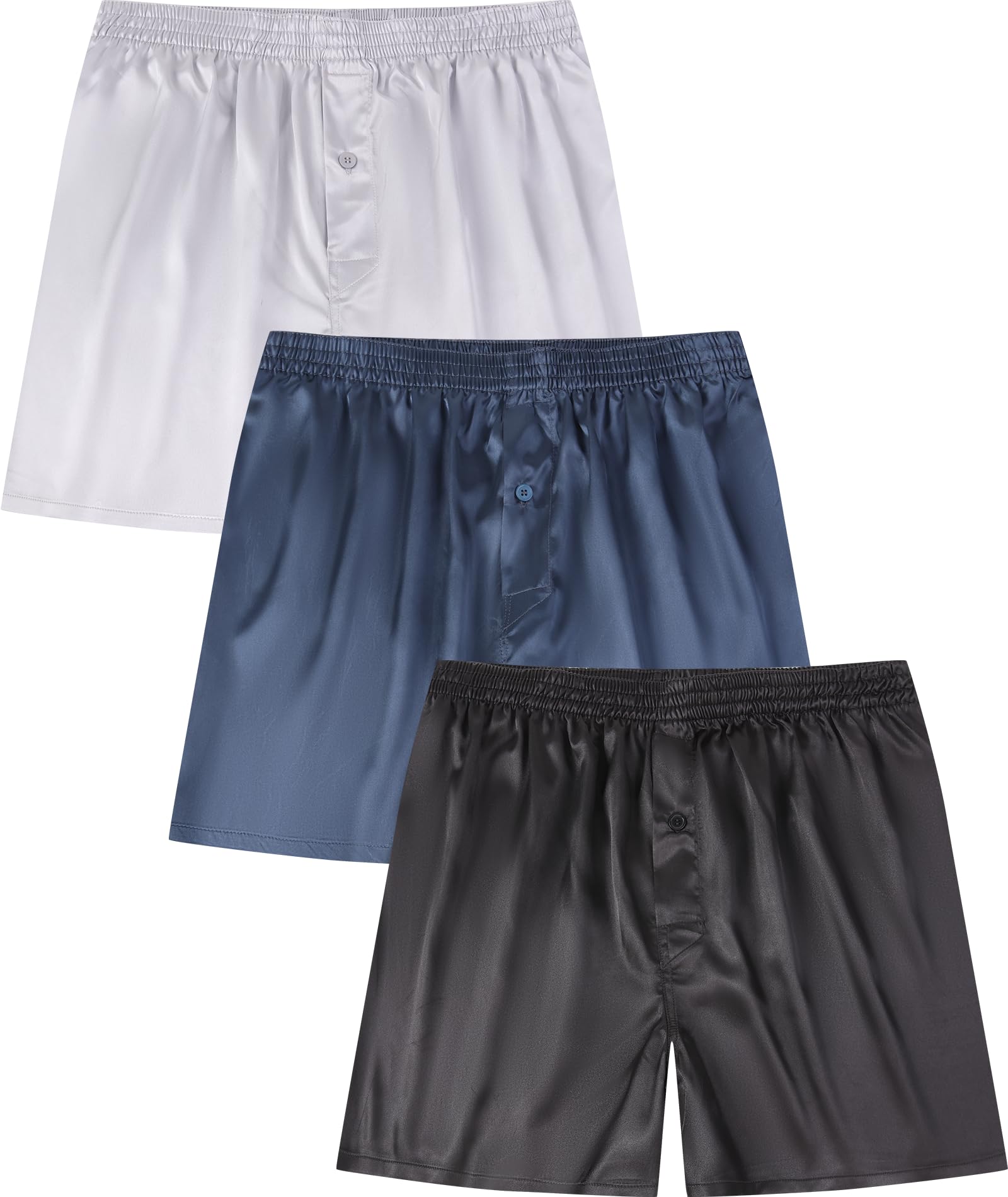 Jveyvth Men's Satin Boxers Pack Silky Boxer Shorts for Men, Silk ...