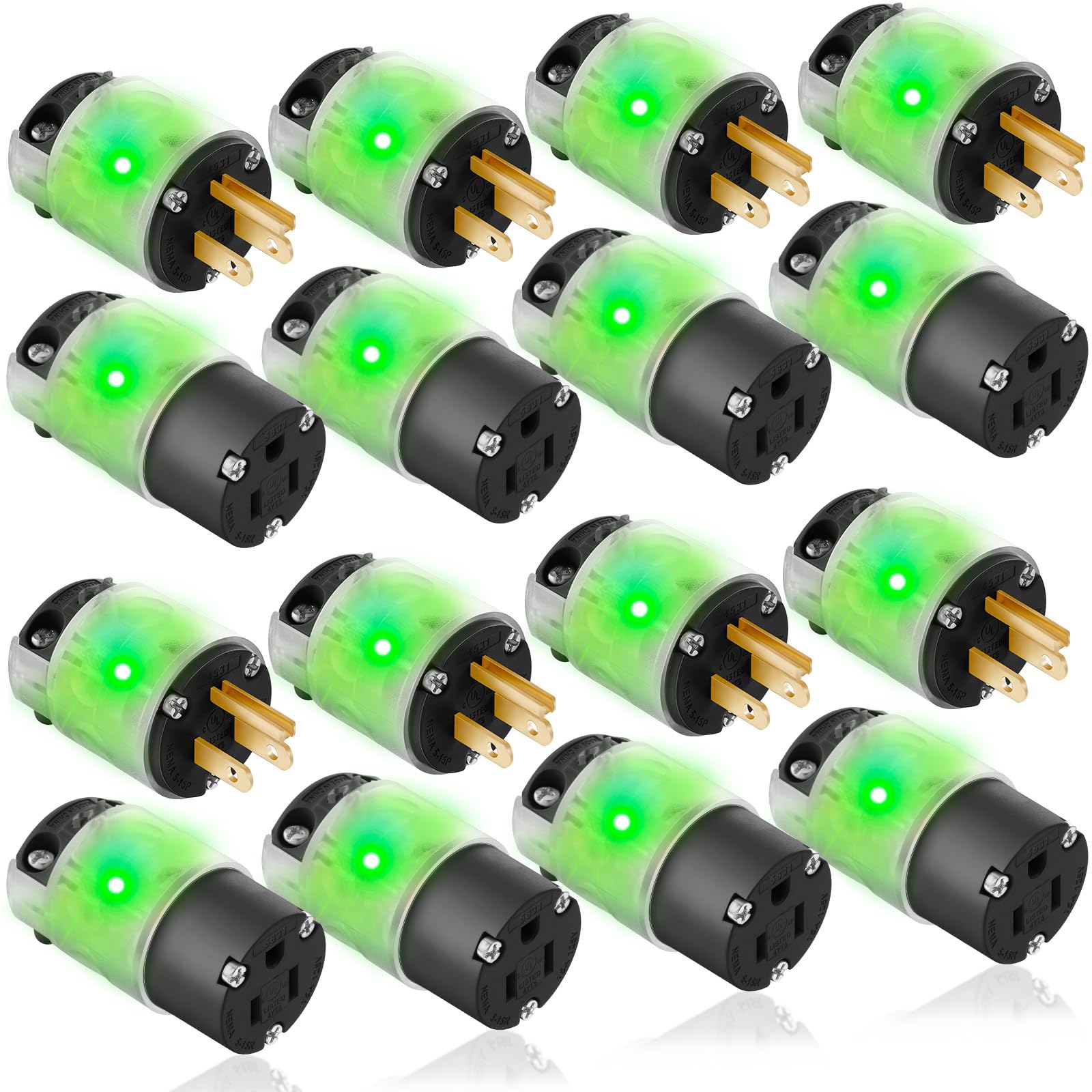 Mua 8 Set 16 Pcs Lighted Plug and Connector Set Straight Blade Cord End ...