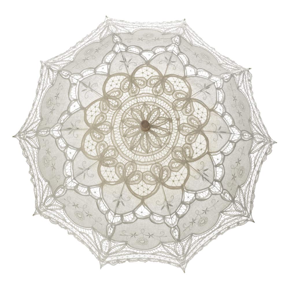 TopTie Vintage Ivory Lace Parasol, Wedding Bridal Umbrella, Photograph ...