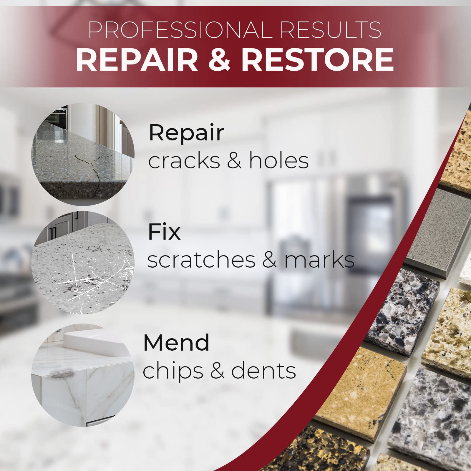 Mua Quartz Countertop Chip Repair Kit, Porcelain Repair Kit, Granite ...