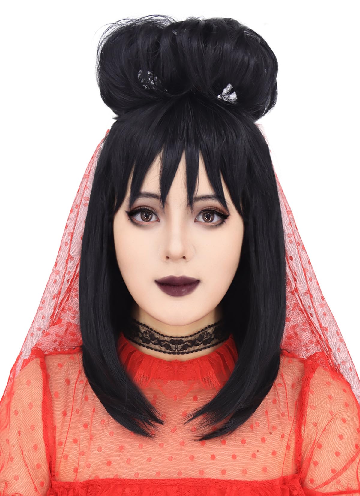 Ruina Black Wig for Bride Lydia Costume Women Medium Length Black Wig ...