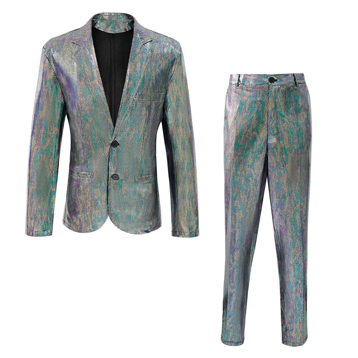 Men's Suit 2 Piece Blazer Jacket Coat Shiny Sequin Suit Party Wedding ...