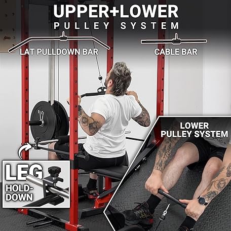 Mua ER KANG Power Cage, 1200LBS Power Rack with LAT Pulldown, Multi ...
